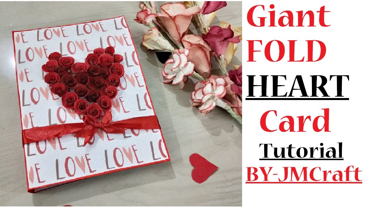 Giant Fold Heart card Tutorial | How to Make Giant Fold heart Card ...