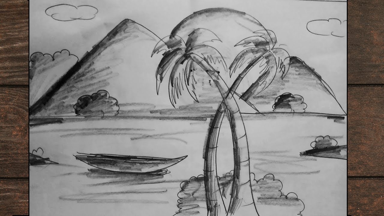 Learn Pencil shading scenery - Drawing and Shading A Landscape Art With ...