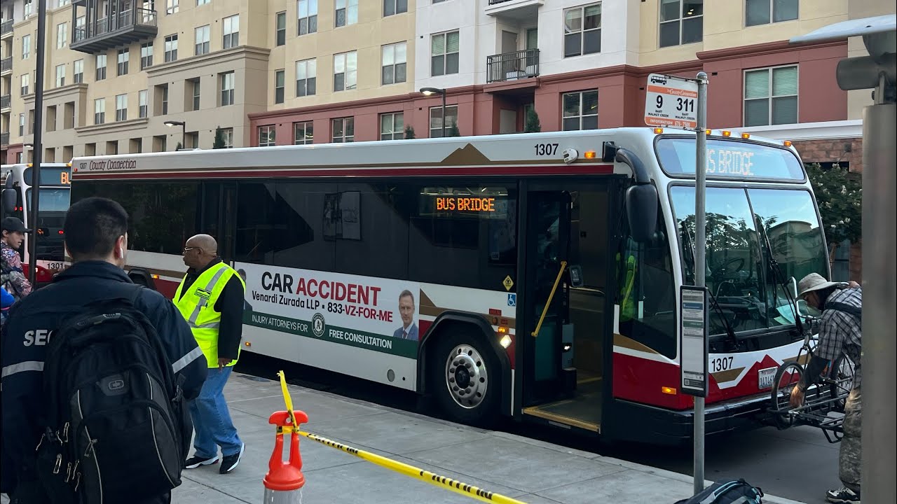 County Connection 2013 Gillig BRT 1307 on BART Bus Bridge - YouTube