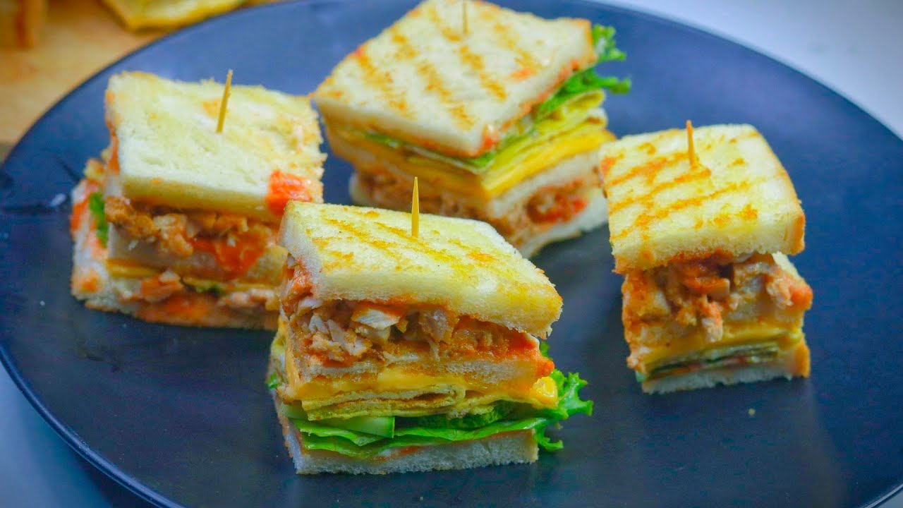 How to make Chicken Tikka Club Sandwich Recipe|Chicken Club Sandwich ...