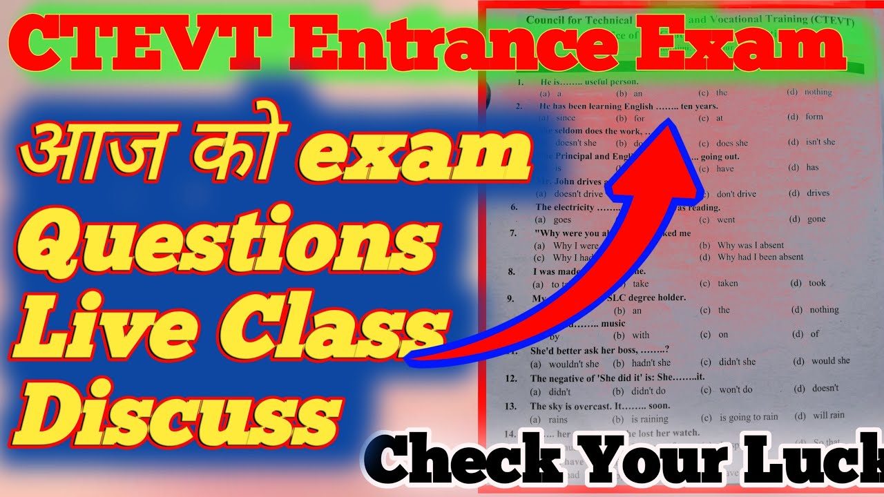 REVISION Live CLASS Check your luck 🤩 CTEVT Entrance Exam Model ...