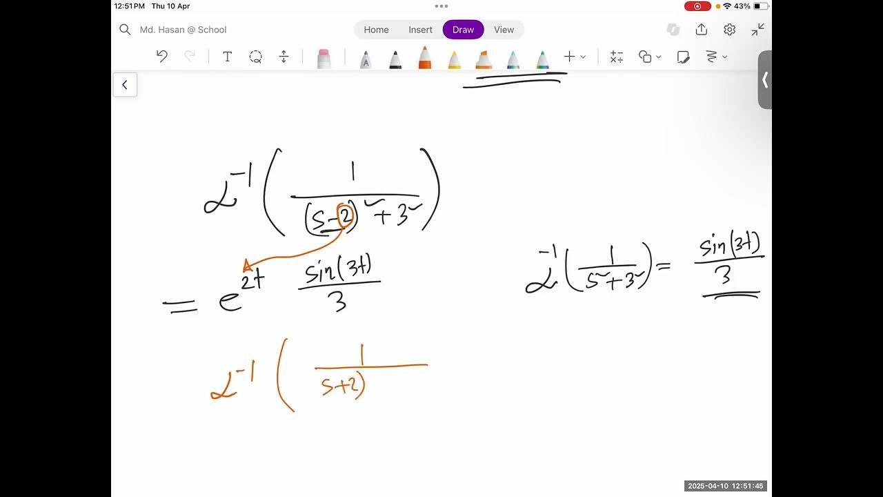 Complex variable(MAT-215), BRACU: Application of laplace tranformation in ODE - YouTube