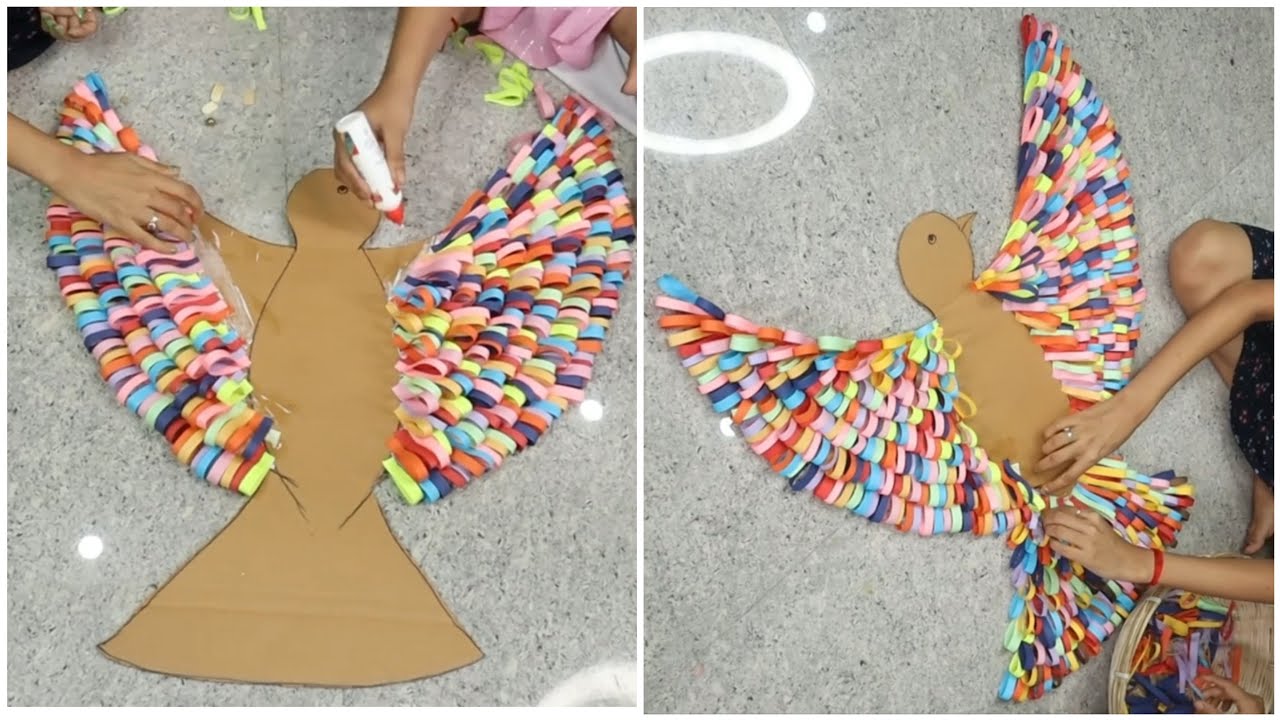 Making a Big bird from home decor _ Diy wall hanging craft ideas - YouTube