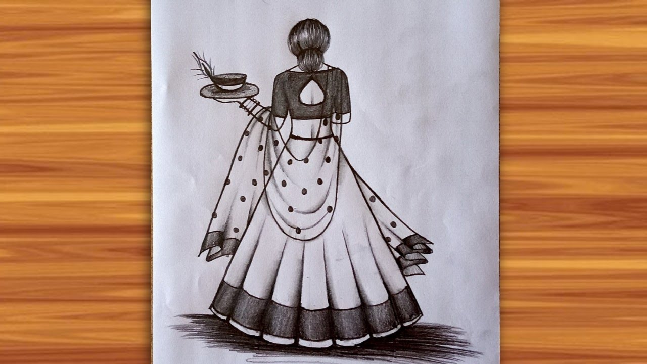 How to draw a traditional girl with diwali diya 🪔|happy diwali drawing ...