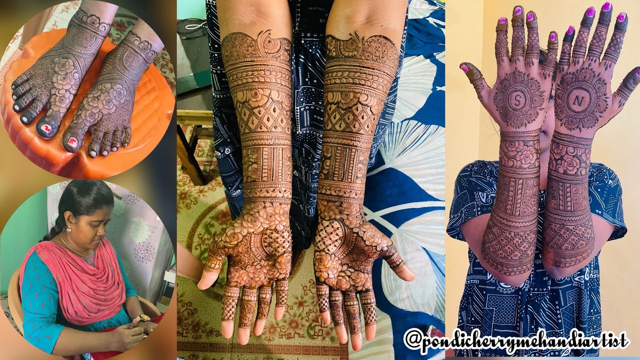 Bride Nandhini’s wedding Mehandi design || Simple bridal Mehandi design ...