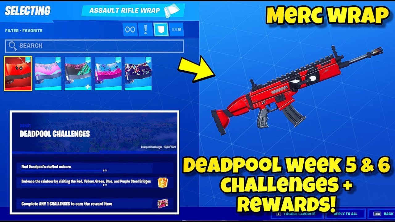 HOW TO GET DEADPOOL "MERC" WRAP! *NEW* Fortnite WEEK 5 & 6 “DEADPOOL ...