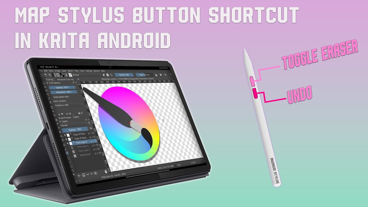 How to map Stylus pencil button shortcut in Krita Android. - YouTube