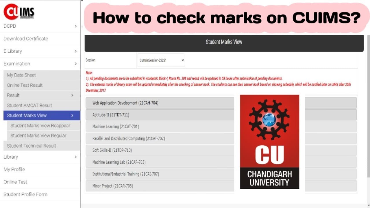 How to check marks on CUIMS - Chandigarh University #cuims # ...