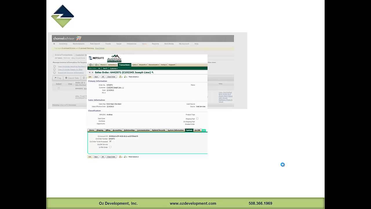 ChannelAdvisor & NetSuite Integration by OzLINK - YouTube