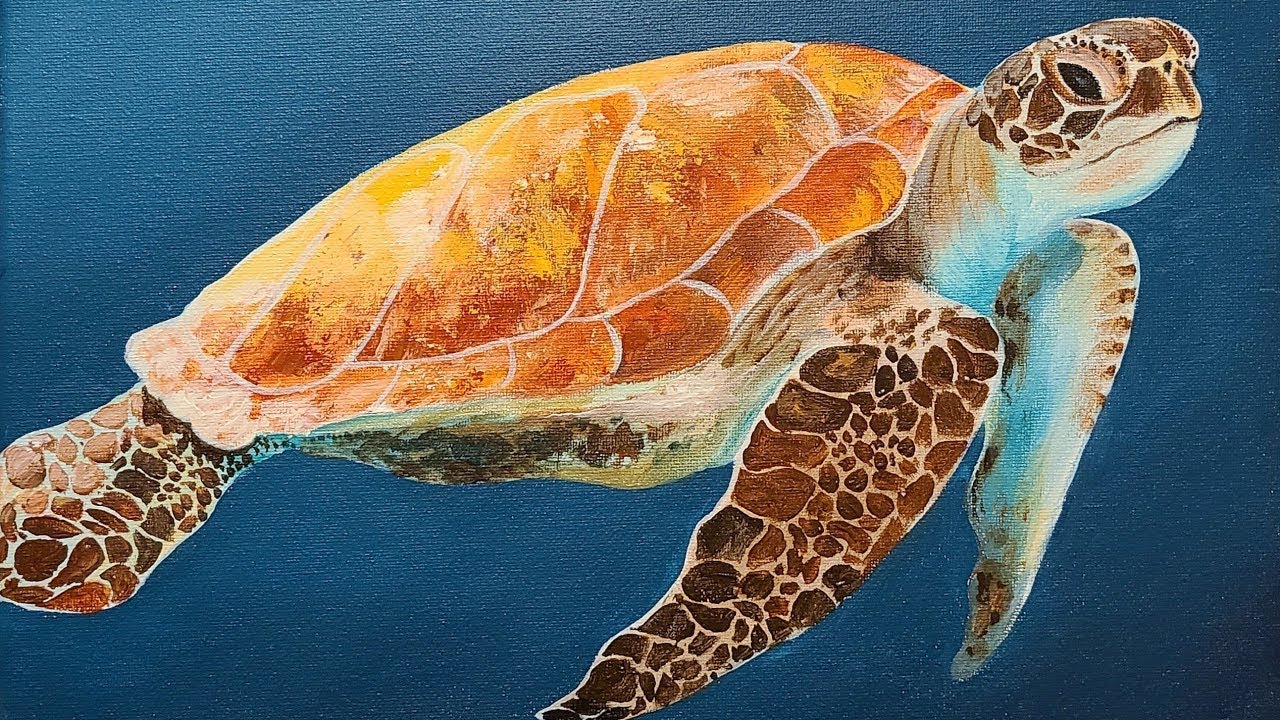 How to paint an Underwater Sea Turtle | LIVE Acrylic Painting Class ...