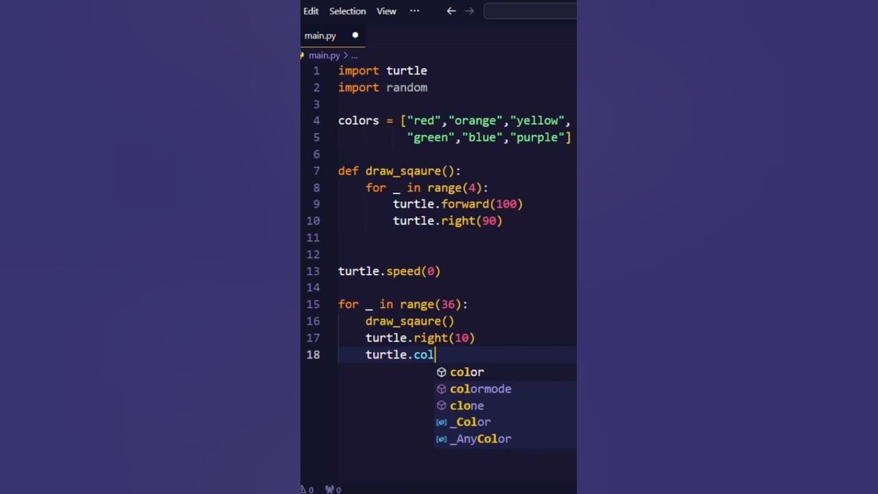 Turtle Design In 10sec Using Python Python Programming Python Graphicsdesign Youtube