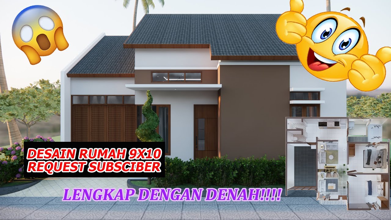 Denah rumah 10x9 meter | 1 lantai - YouTube