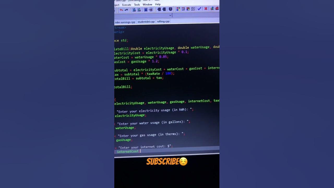 Electricity Bill Ide Dev C Cppprogramming Youtube