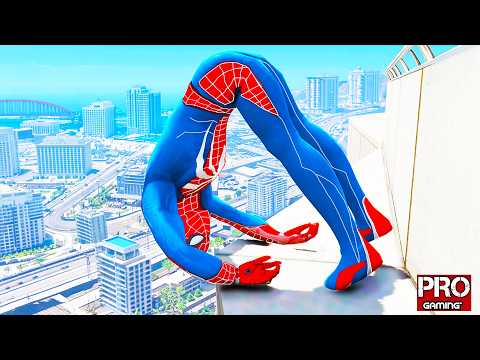 SPIDERMAN CRAZY JUMPS & BEST FALLS #2 😱 (GTA 5 Spider-Man Gameplay Fails)