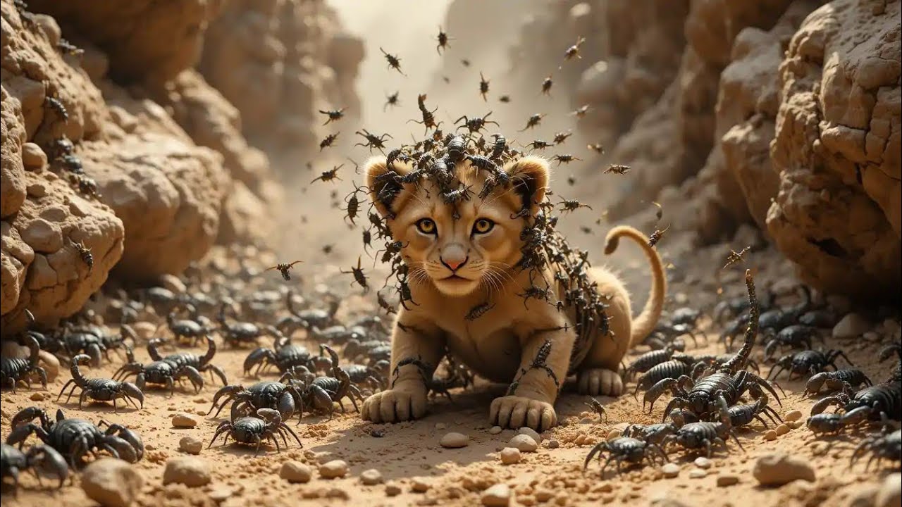 "Terrified Lion Cub Trapped in Scorpion Swarm—What This Rescue Team Did ...