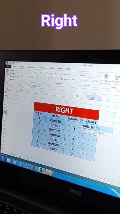 Right Formula In Excel Viralvideo Computer Excel Computerexcel Microsoftoffice Youtube