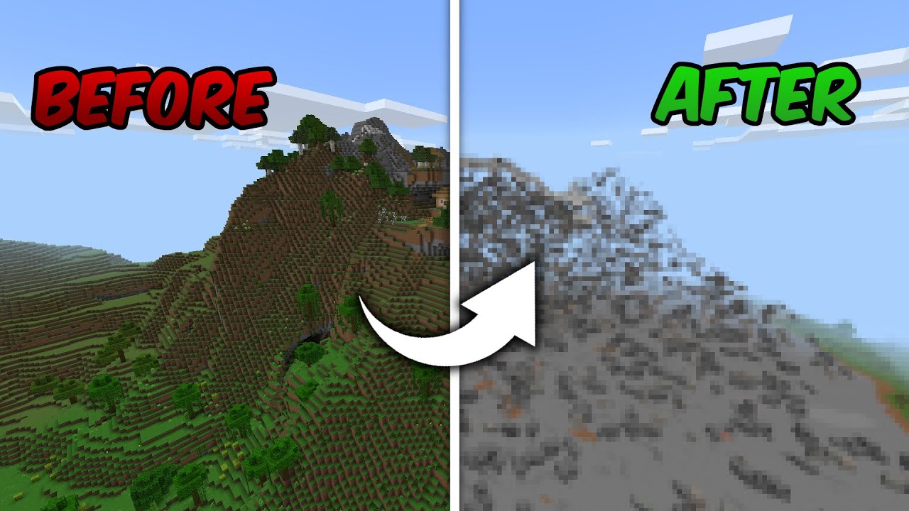 EXPOSING all the ores in a mountain in MINECRAFT - Before Vs After Ep1 ...