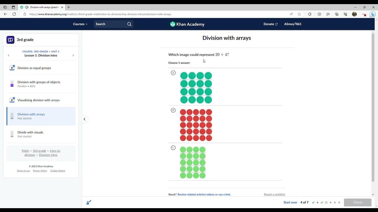 Visualizing division with arrays - YouTube
