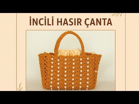 İNCİLİ HASIR ÇANTA 