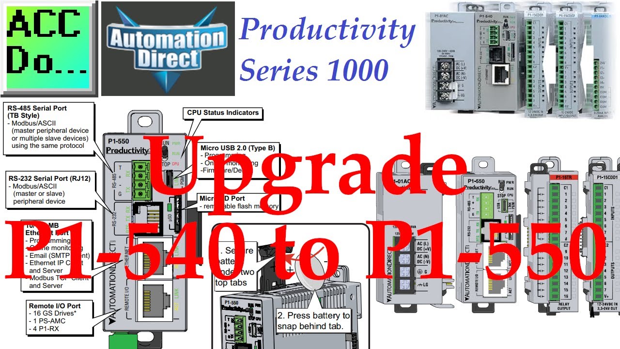Productivity 1000 PLC Upgrade P1-540 to P1-550 - YouTube