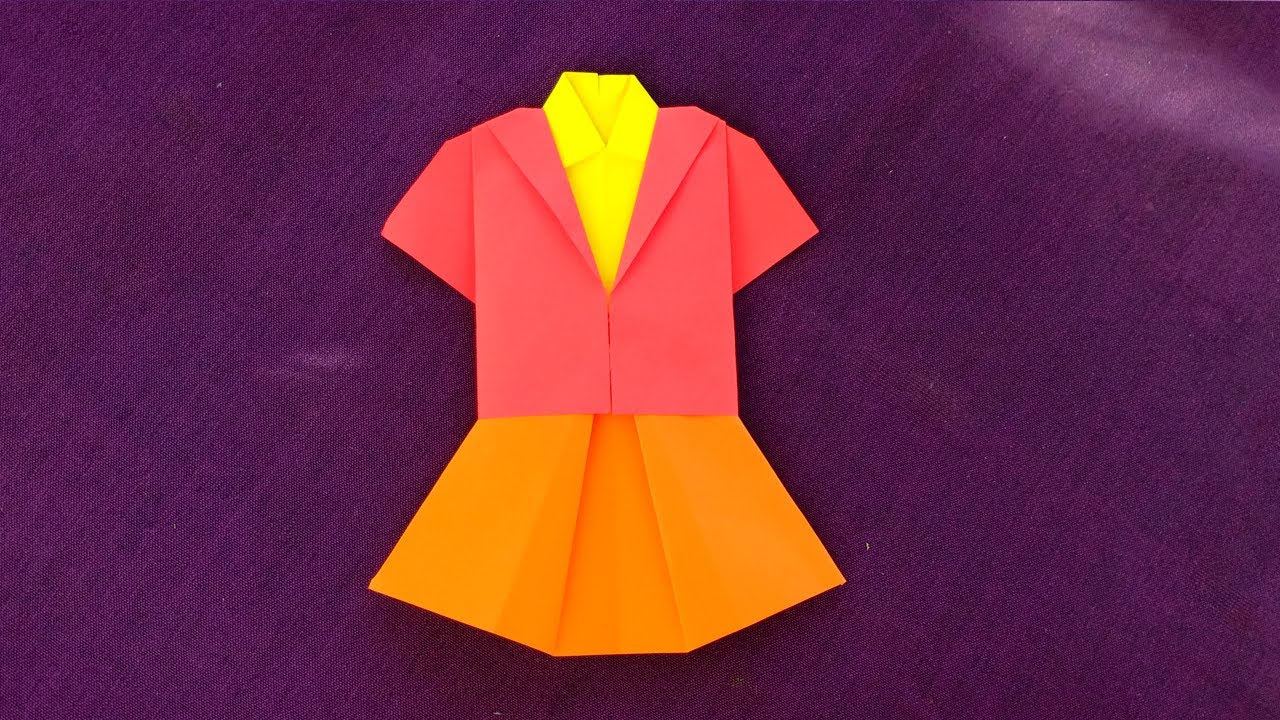 How to make uniform origami craft tutorial | Origami shirt and skirt ...