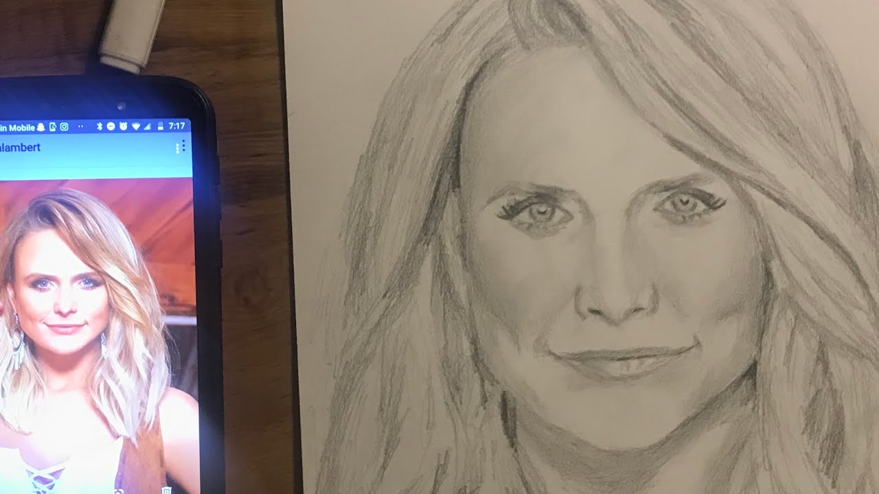 How to draw Miranda Lambert with pencil - YouTube