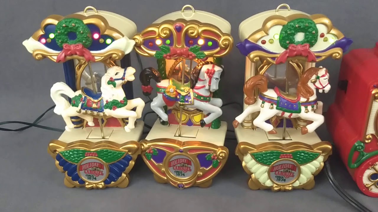 Mr Christmas Holiday Carousel 6 Horses - YouTube