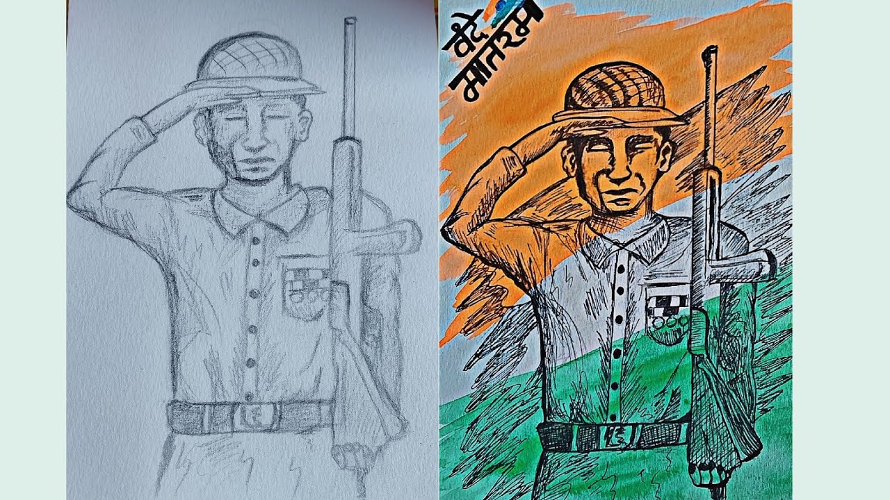 How to draw Indian Army drawing🇮🇳😱 #republicdaydrawing #26jan - YouTube