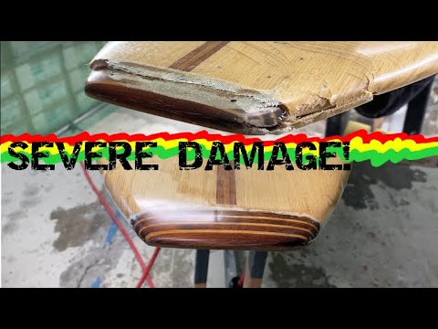 How to repair wood surfboard (Surftech) - YouTube