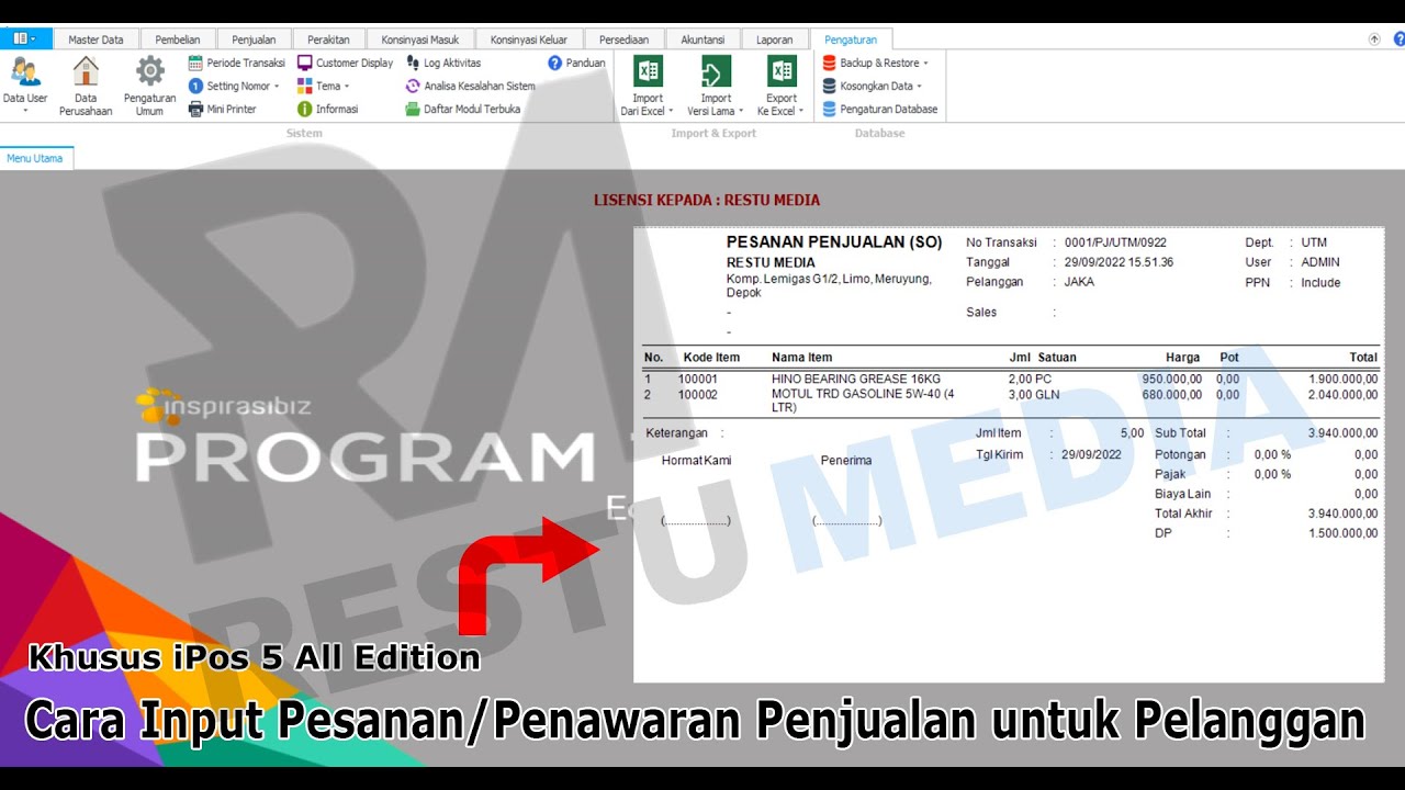 Cara Input Pesanan/Penawaran Penjualan ke Pelanggan | iPos 5 All Edition - YouTube