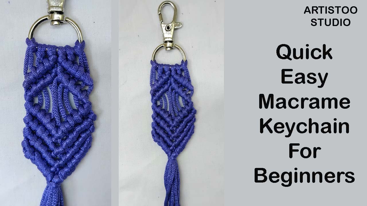 Macrame Keychain TUTORIAL#1k | DIY Keychain for beginners | Easy ...