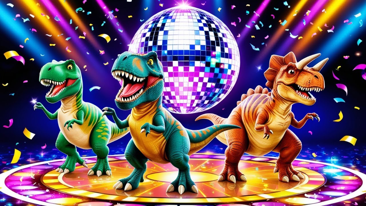 🦖 Dino Disco Dance! 🕺 | Fun Kids Song with Dancing Dinosaurs | T-Rex, Triceratops & Stegosaurus ...