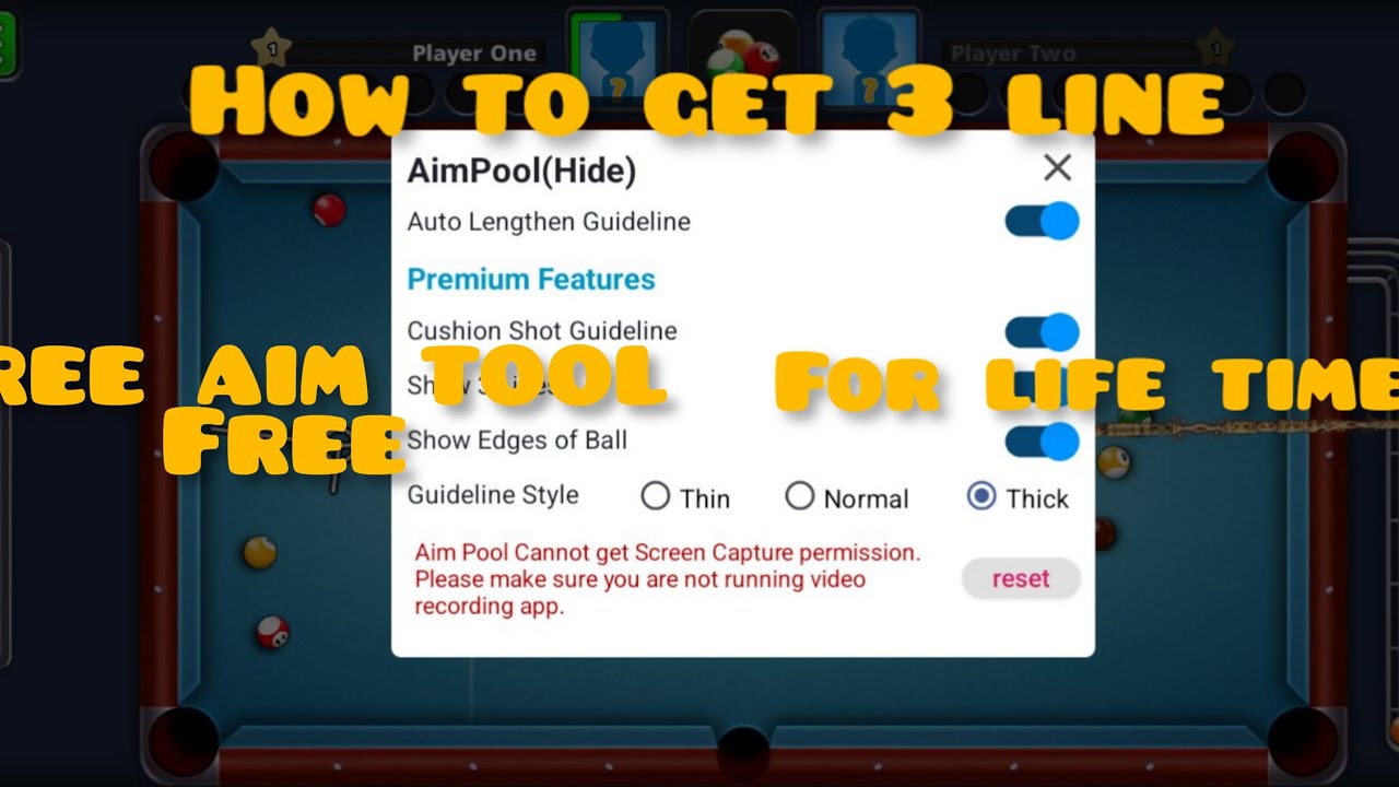 how to 3 lines in 8 ball pool free aim tool for life time - YouTube