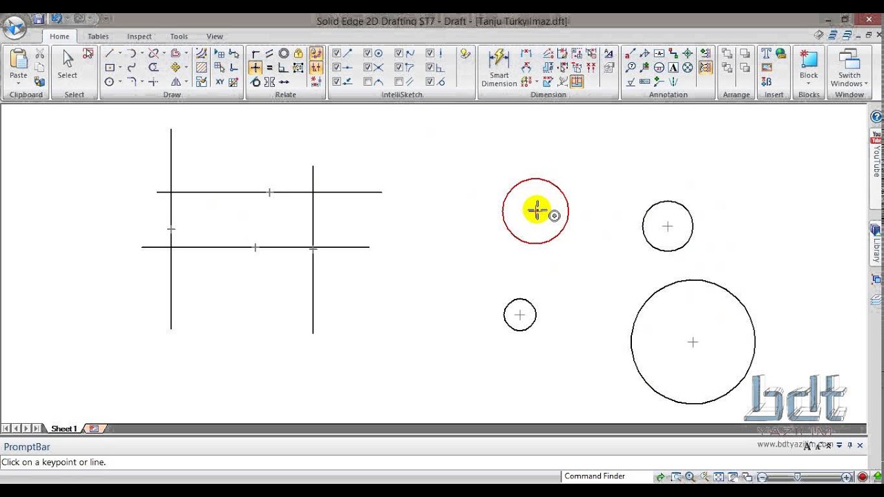 Solid Edge ST7 Free 2D -29- Horizontal Vertical Komutu - YouTube