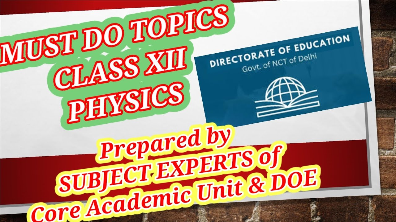 Class 12 Physics Must Do Topic for Board Exam 2025 | Core Academic Unit ...