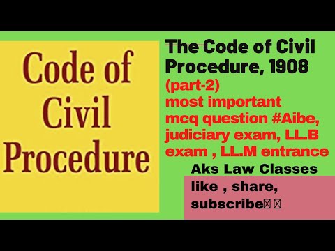 The Code of Civil Procedure,1908 (CPC) (part-2) most important mcq question #judiciary exam ...