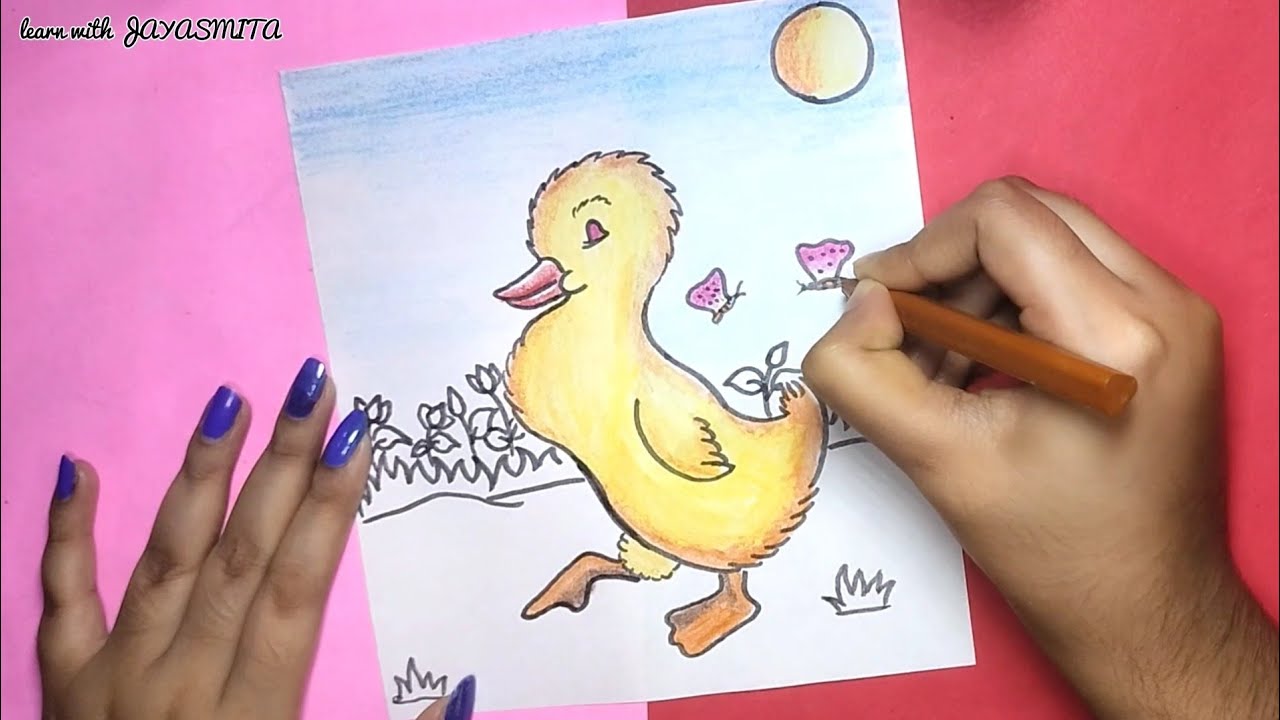 How to draw a baby duck and colour || baby duck || easy step by step ...