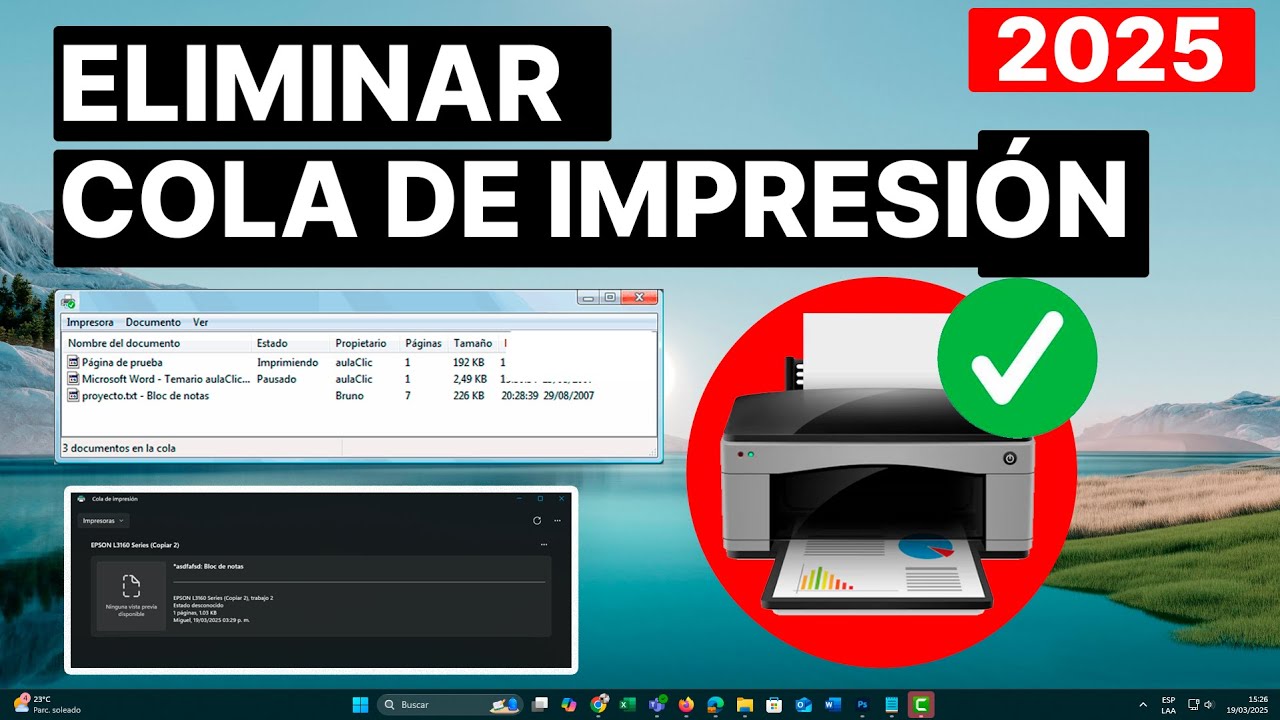 Como ELIMINAR Documentos en ESPERA de la IMPRESORA 🖨️ SOLUCIÓN Eliminar Cola de Impresión - YouTube