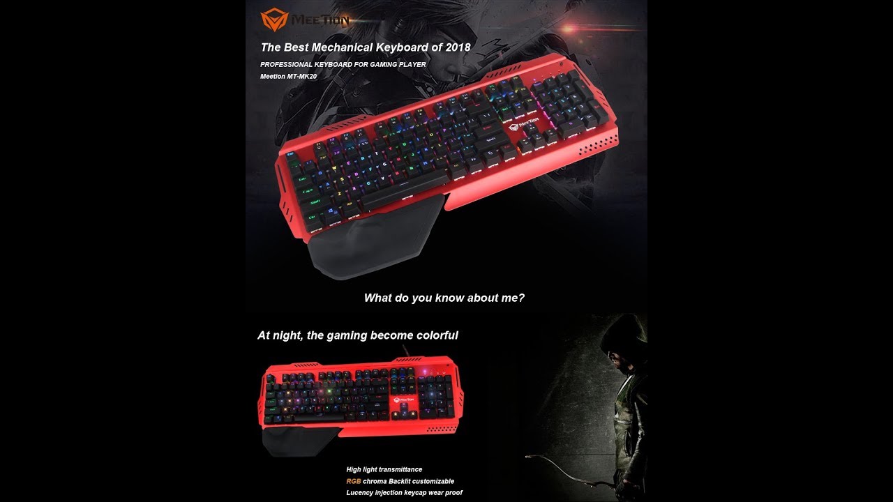 MEETION MK20 RGB Mechanical Gaming Keyboard - YouTube