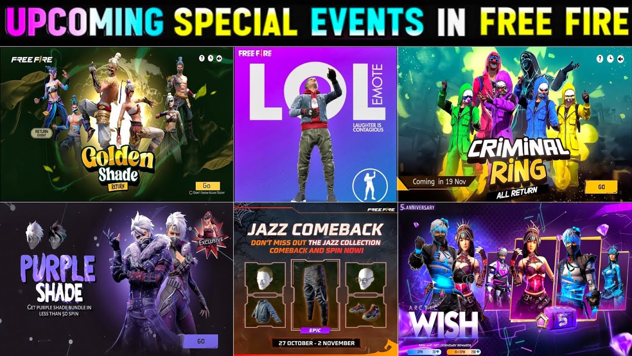 GOLDEN SHADE & PURPLE SHADE BUNDLE RETURN | FREE FIRE NEW EVENT | FF ...
