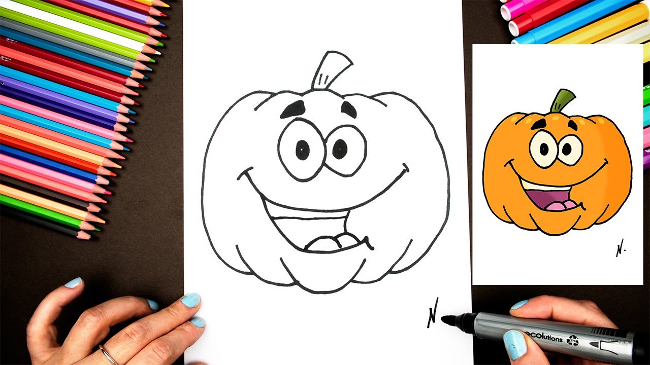 How to Draw a Pumpkin for Kids | Easy Step-by-Step Tutorial - YouTube