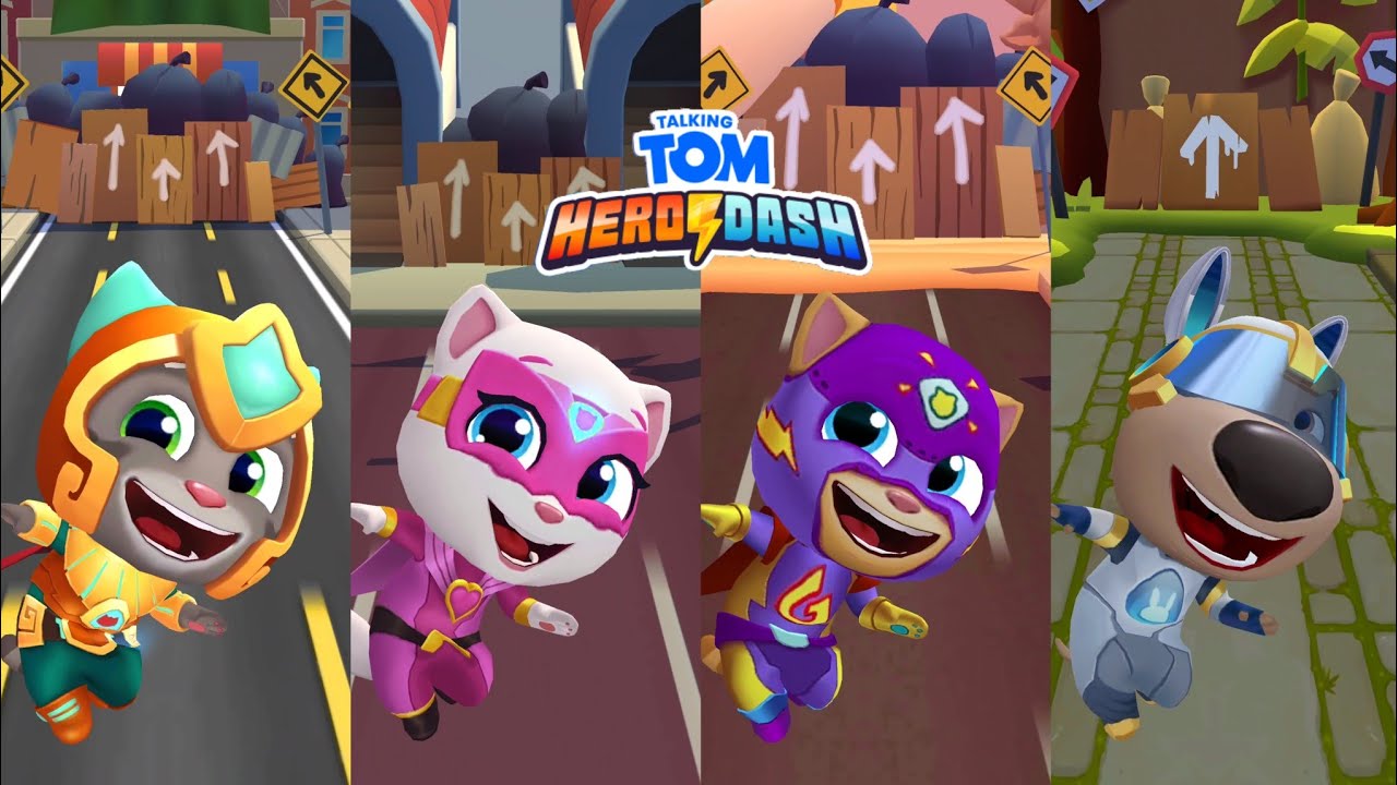 Talking Tom Hero Dash Gold Flash Tom Vs Hero Angela Vs Mighty Ginger Vs ...