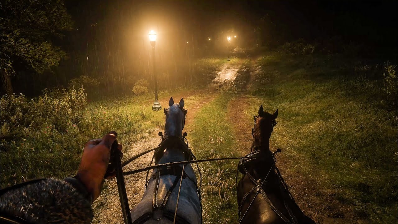 Horse Carriage Ride with Arthur Morgan in the Rain & Thunderstorms ...