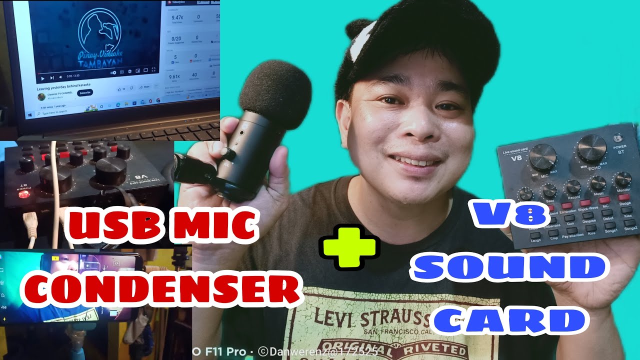 PAANO PAGANAHIN ANG USB MIC CONDENSER WITH V8 SOUND CARD? || TUTORIAL (Tagalog) - YouTube