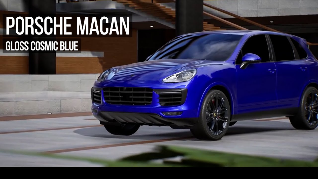 Porsche Macan // Gloss Cosmic Blue // WRAP RENDER - YouTube