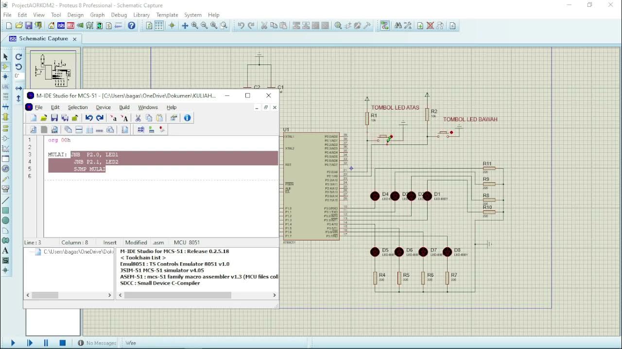 Program LED Mengggunakan AT89C51 Dengan bahasa Assembly - YouTube