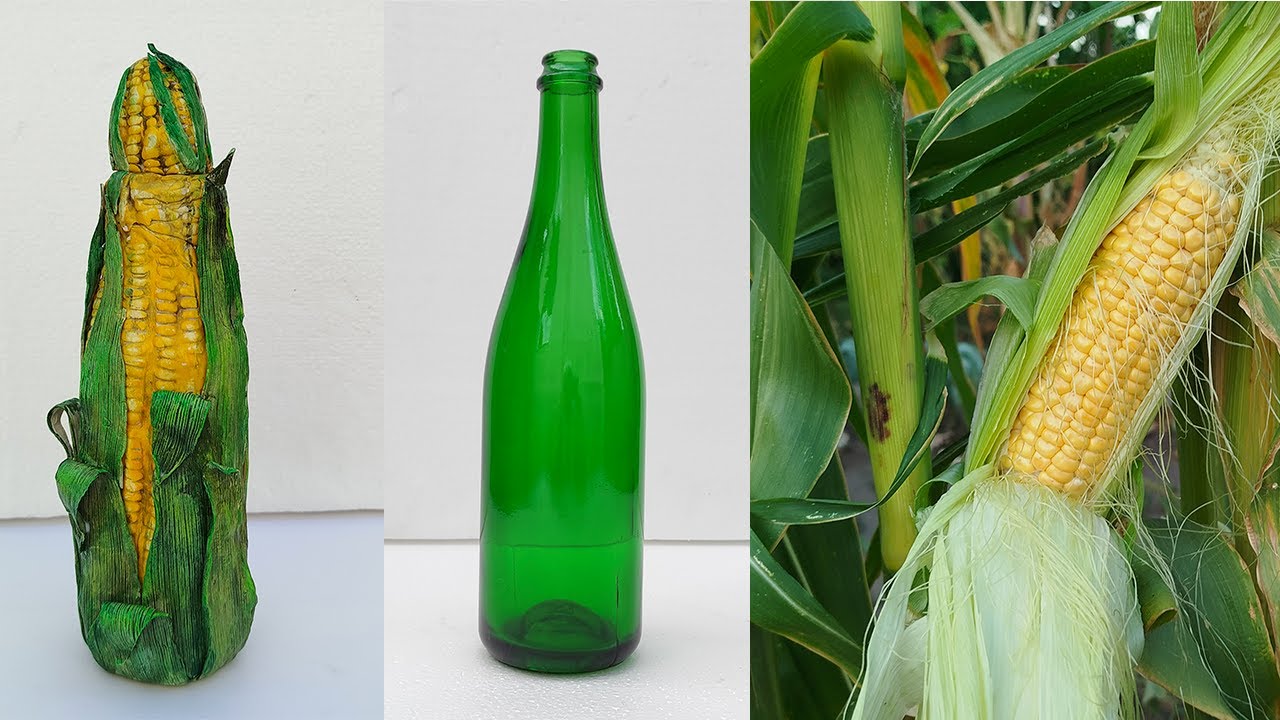 Glass Bottle Art idea. Corn bottle decoration - YouTube