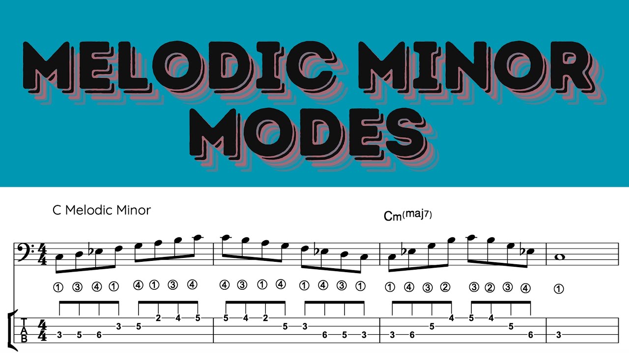 MELODIC MINOR MODES (Bass Guitar Play along With Tab and Notation ...