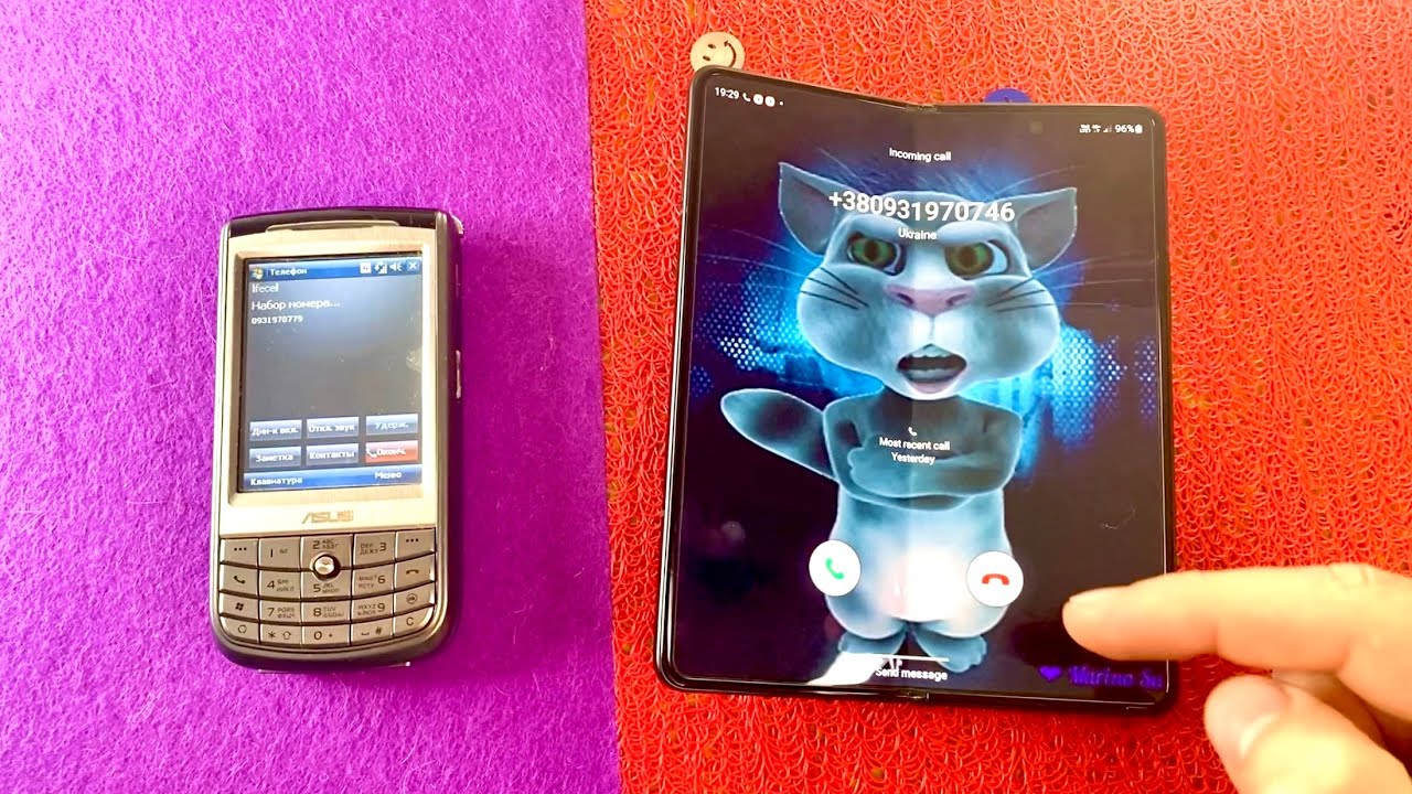 Talking Tom Incoming call Samsung Galaxy Z Fold 3 vs ASUS P526 Outgoing ...