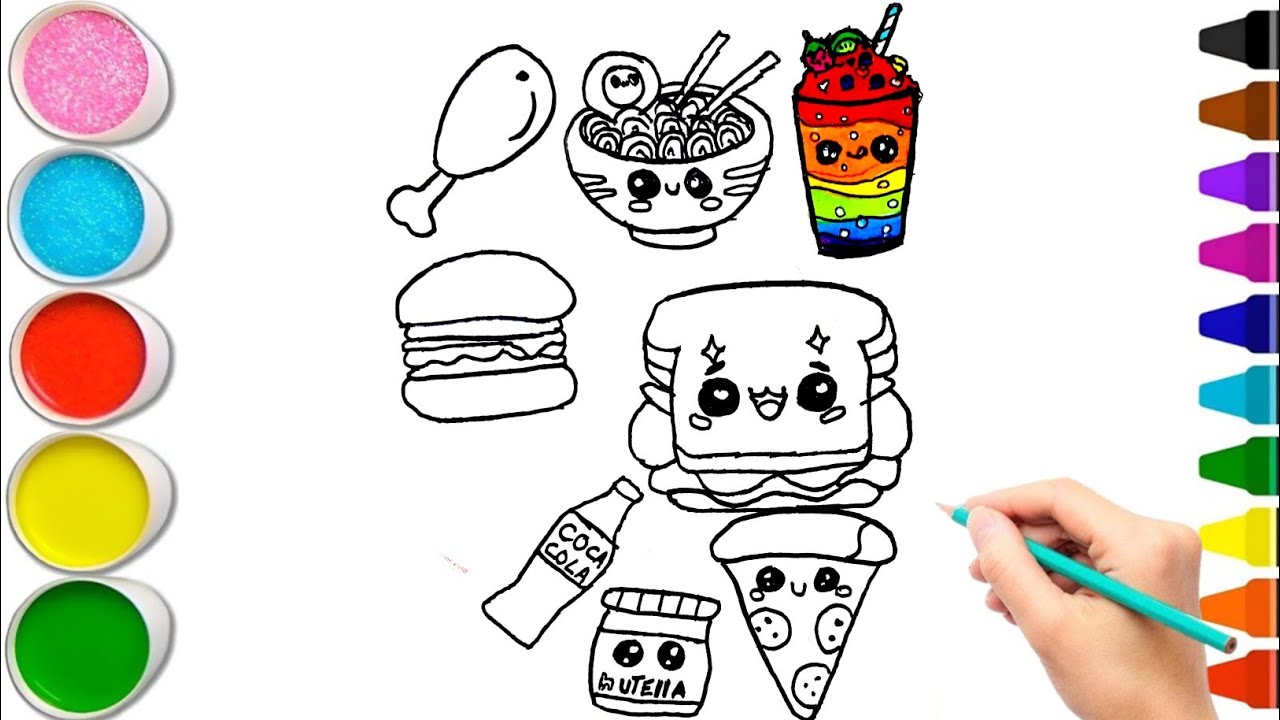 Cute Kawaii Food Drawing for Kids 🍕🍔 | Fun & Easy Art Ideas! - YouTube